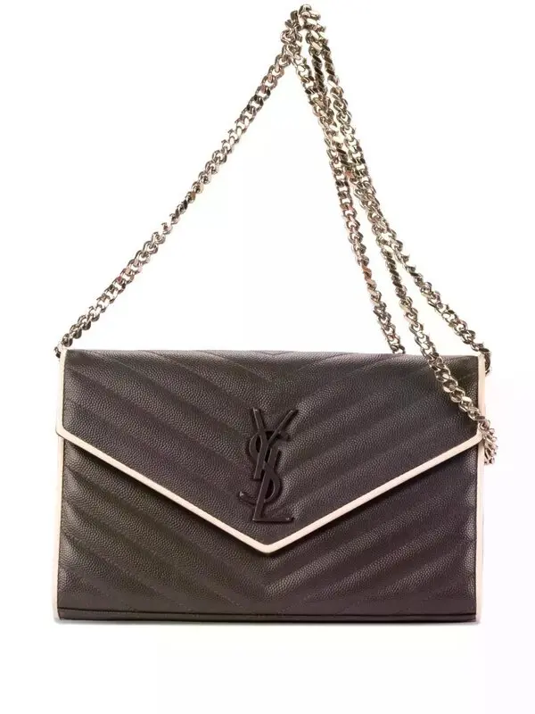 Saint Laurent Leather Shoulder Bag - Grey