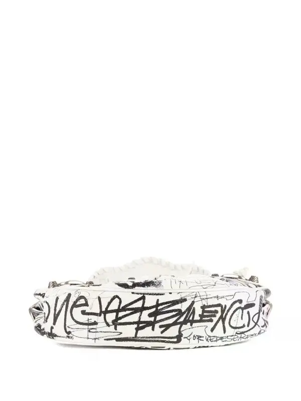 Balenciaga Le Cagole Graffiti Shoulder Bag - White