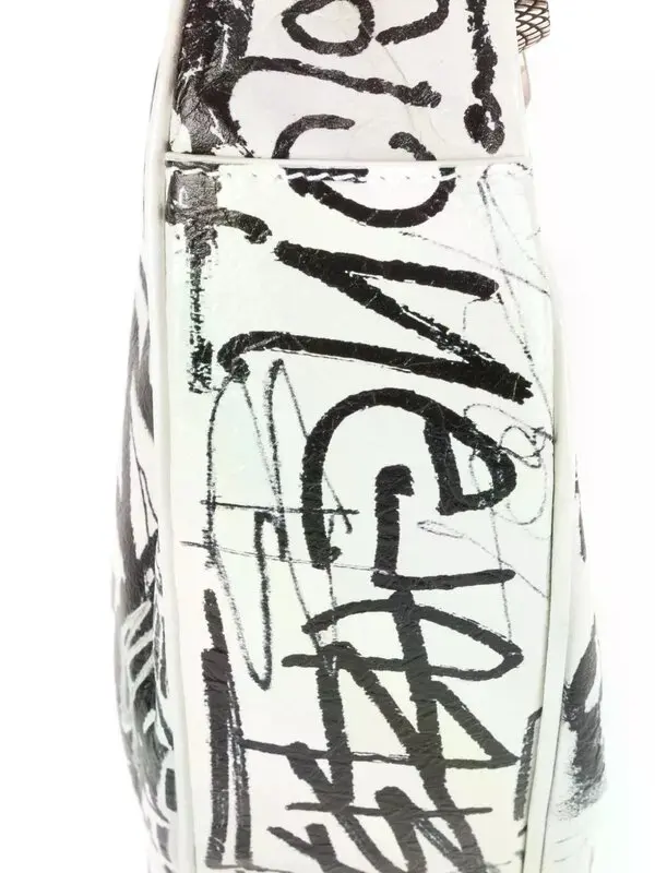 Balenciaga Le Cagole Graffiti Shoulder Bag - White