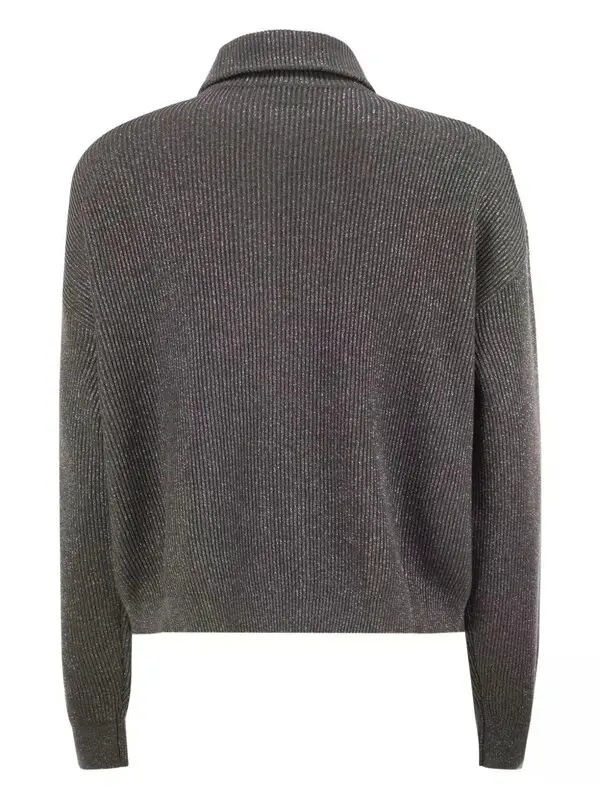 Brunello Cucinelli Ribbed Knit High Collar Sweater