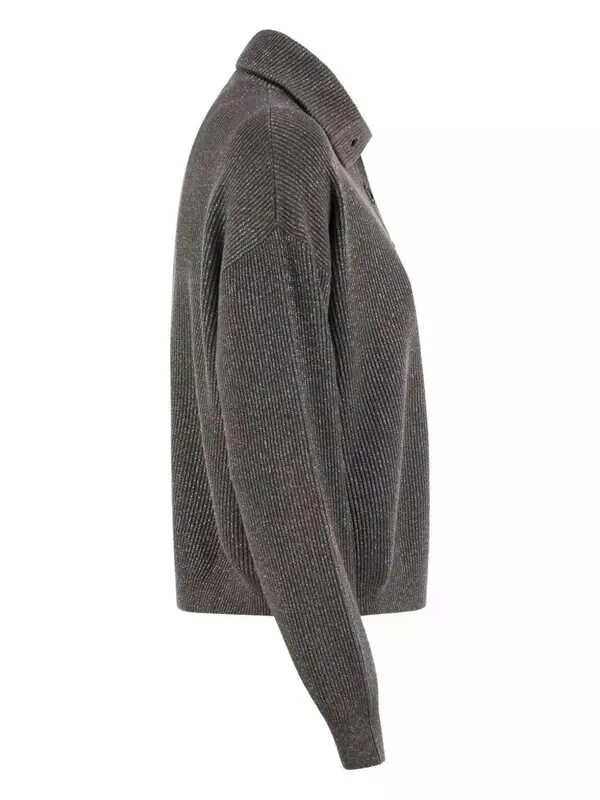 Brunello Cucinelli Ribbed Knit High Collar Sweater
