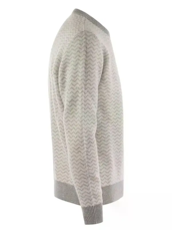 Kiton Chevron Knit Crew Neck Sweater