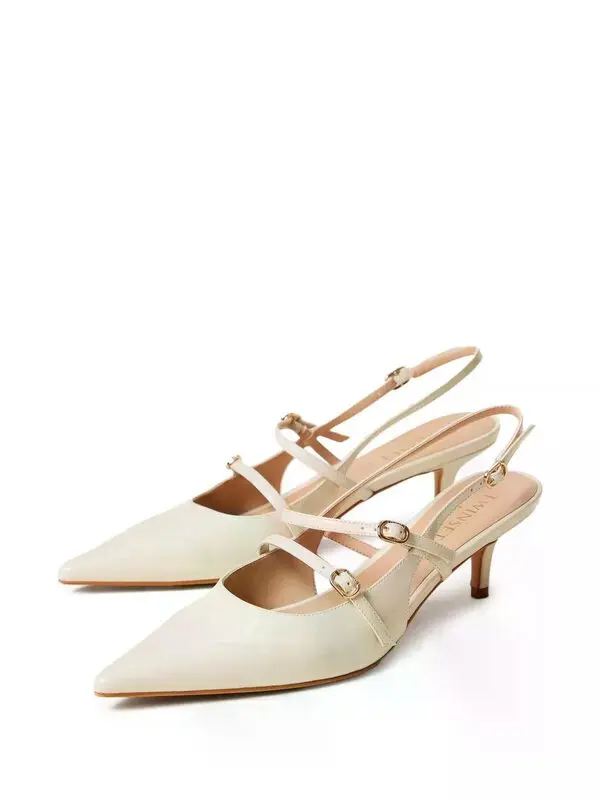 TWINSET Strappy Slingback Kitten Heels - Neutrals