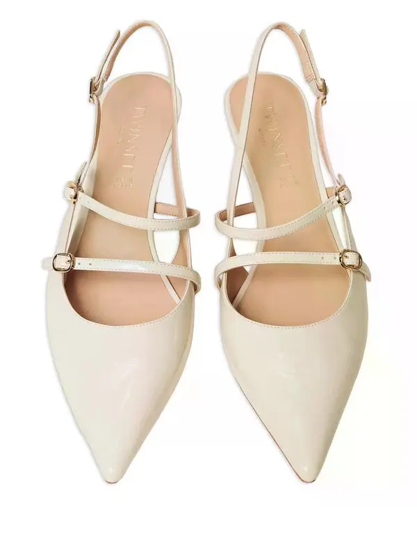 TWINSET Strappy Slingback Kitten Heels - Neutrals