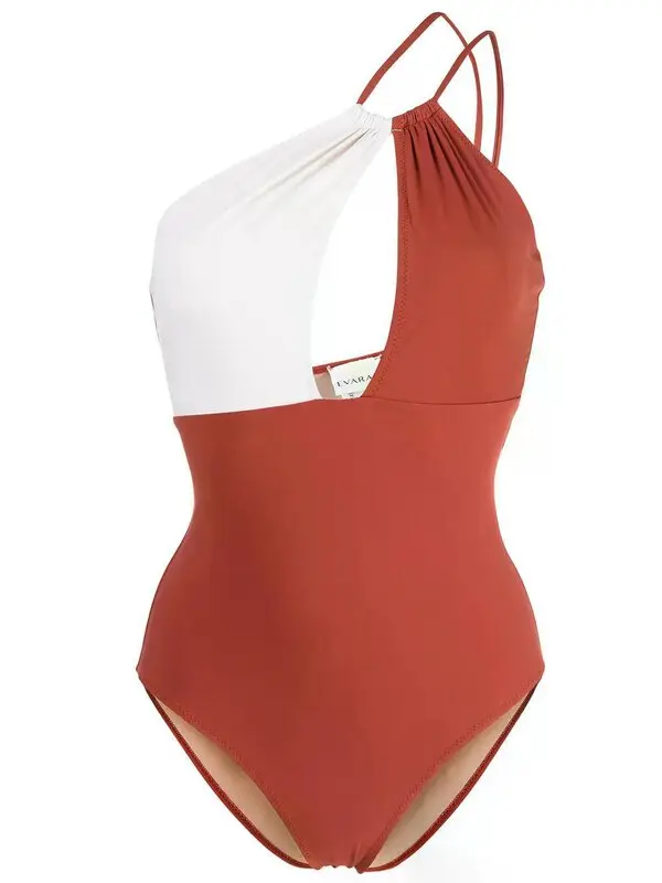 Evarae Two-tone Design Swimsuit - Red
