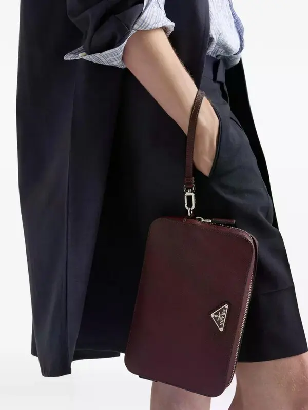 Prada Leather Logo-plaque Clutch