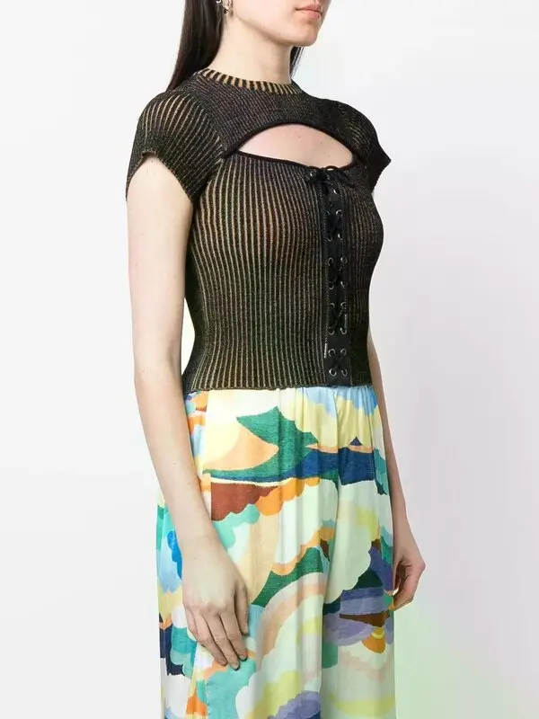 Andersson Bell Ribbed Knit Cut-out Top