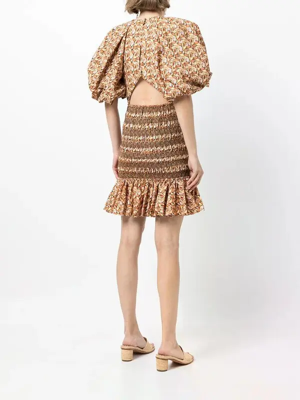 Acler Graphic Print Puff Sleeve Dress
