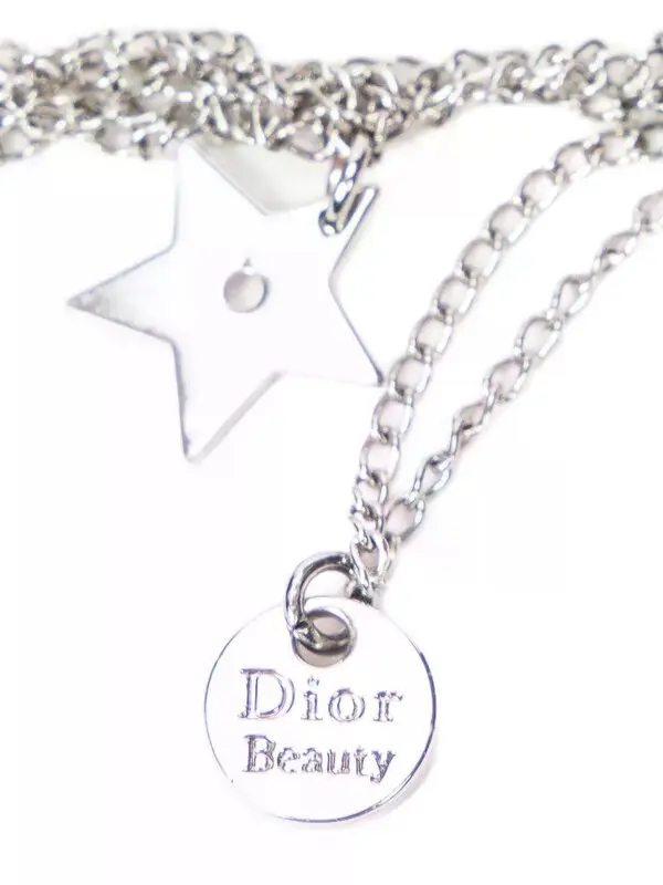 Dior Tone Bow And Star Embellishment Chain Necklace