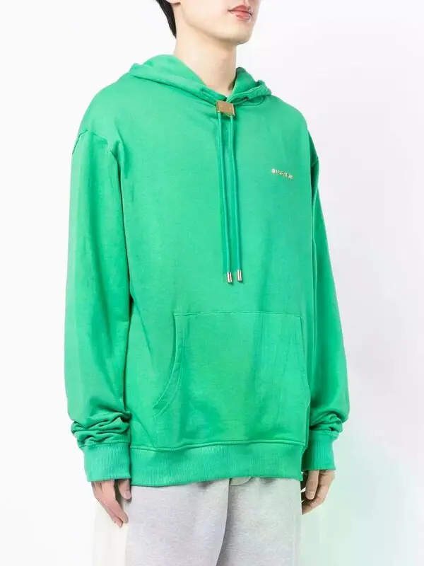 Buscemi Logo Plaque Cotton Hoodie - Green