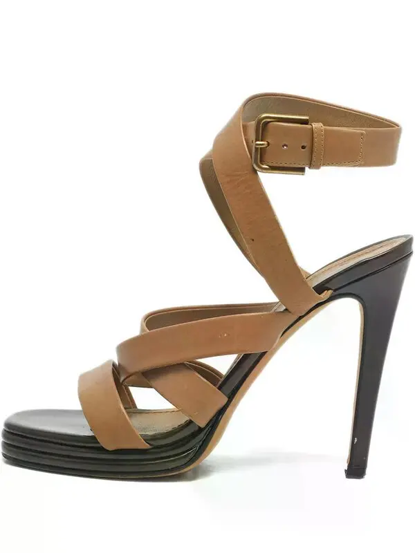 Saint Laurent Strappy Sandals With Buckle Fastening - Neutrals