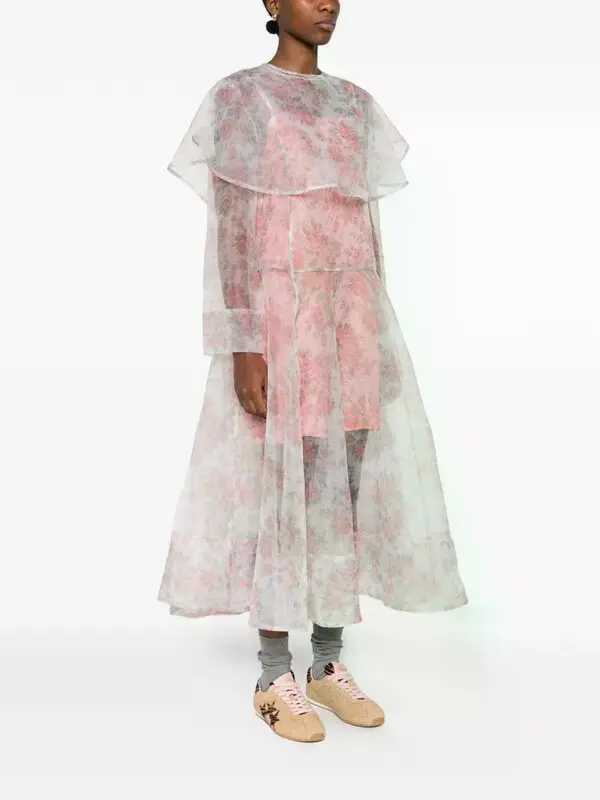 GANNI Floral Ruffled Midi Dress