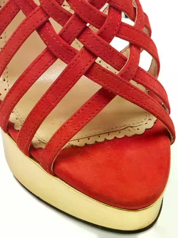 CHARLOTTE OLYMPIA Suede Platform Stiletto Sandals - Red