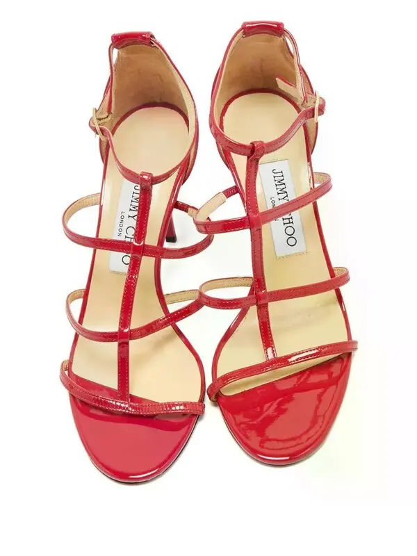 JIMMY CHOO Patent Leather Ankle Strap Sandals
