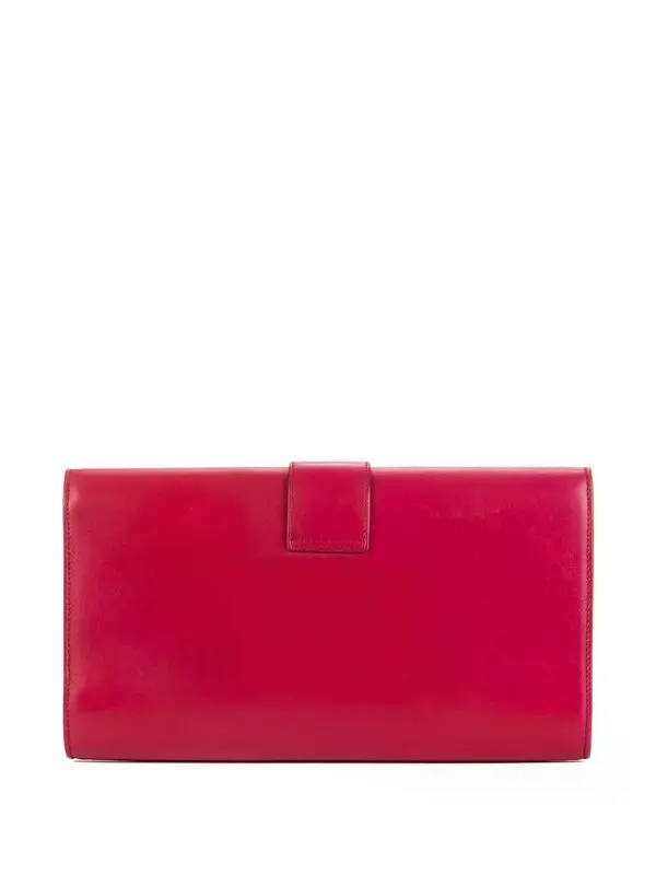 Saint Laurent Small Ligne-y Logo Plaque Clutch Bag - Pink