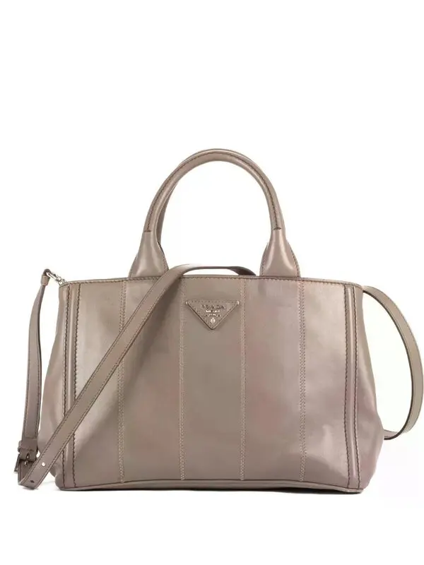 Prada Leather Tote Bag - Neutrals