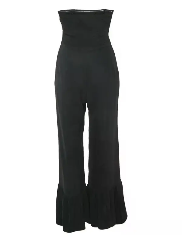 Amanda Uprichard Strapless Flounced Hem Jumpsuit - Black