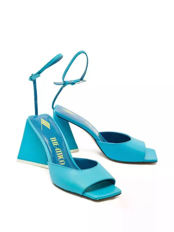Attico Piper Leather Block Heel Sandals - Blue