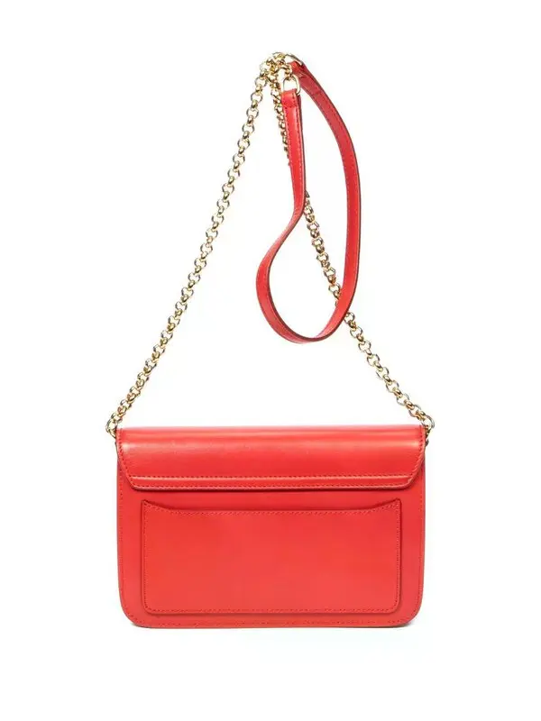 Chloé Leather Shoulder Bag With Gold-tone Emblem - Red