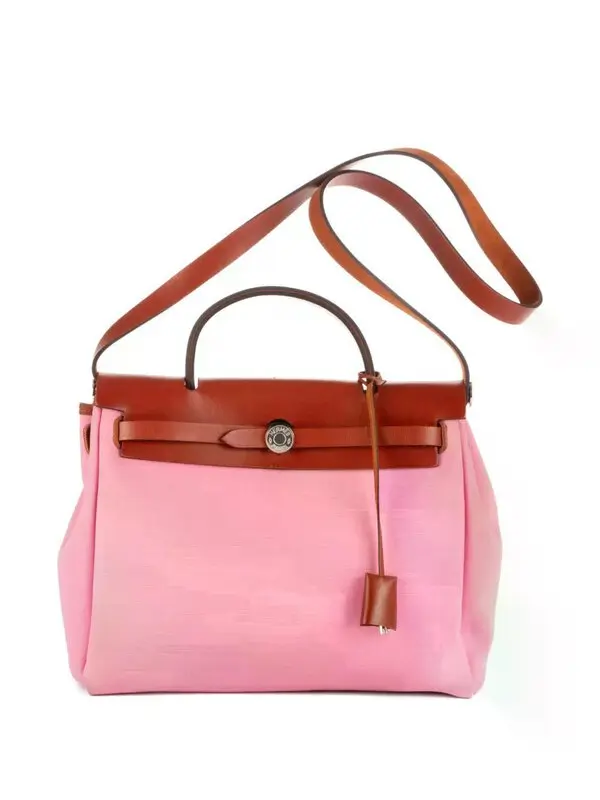 Hermès 2000s Leather Trimmed Shoulder Bag