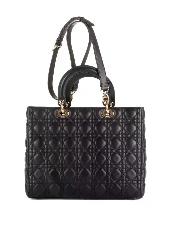 Dior Quilted Top Handle Shoulder Bag - Blue