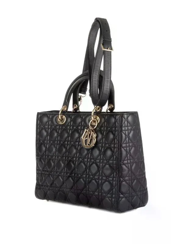 Dior Quilted Top Handle Shoulder Bag - Blue