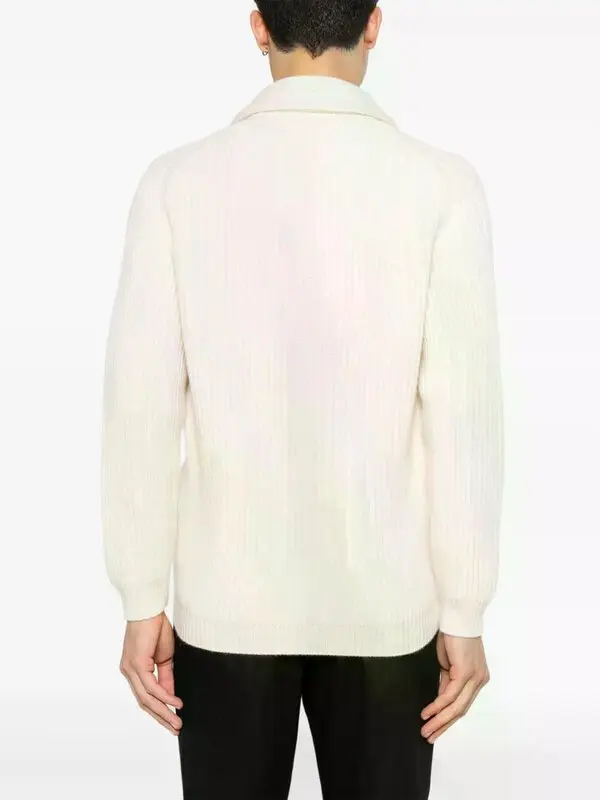 Fedeli Cashmere Shawl Collar Cardigan - White