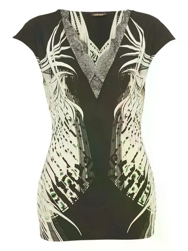 Roberto Cavalli Lace-detail Printed Top