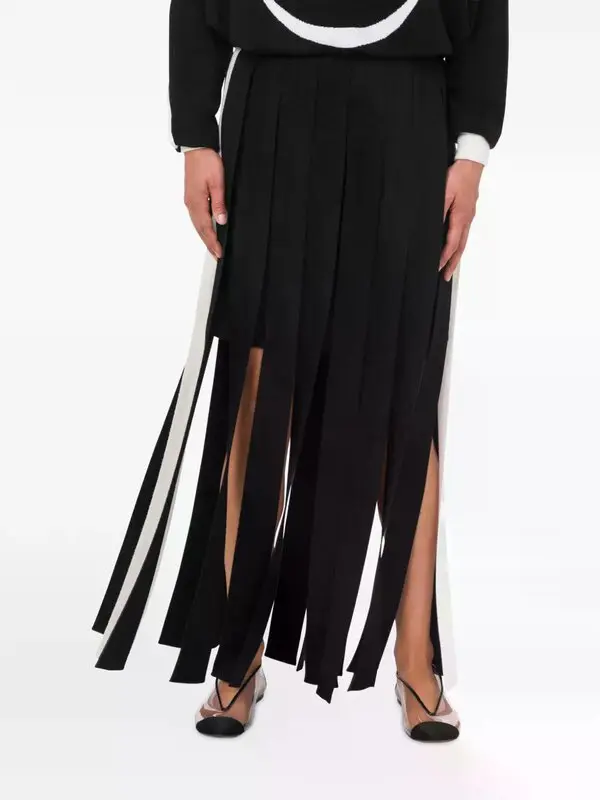 Moschino Pleated Maxi Skirt With Fringe Detail