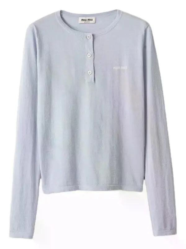 Miu Miu Cashmere Henley Sweater - Blue