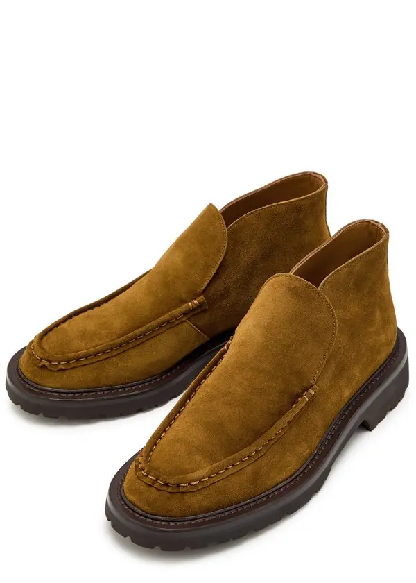 Legres Suede Loafers With Pintuck Detail - Tan