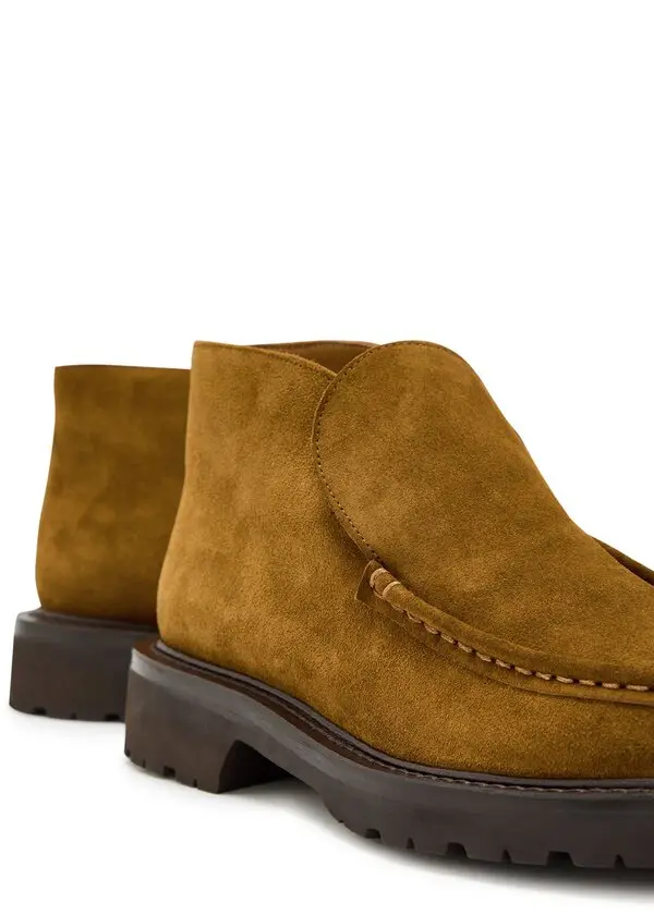 Legres Suede Loafers With Pintuck Detail - Tan