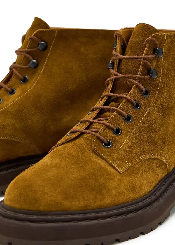 Legres Suede Lace-up Ankle Boots - Tan