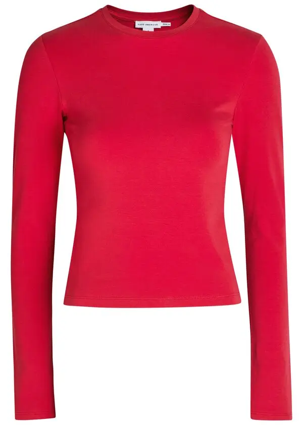 Good American Stretch-cotton T-shirt - Red