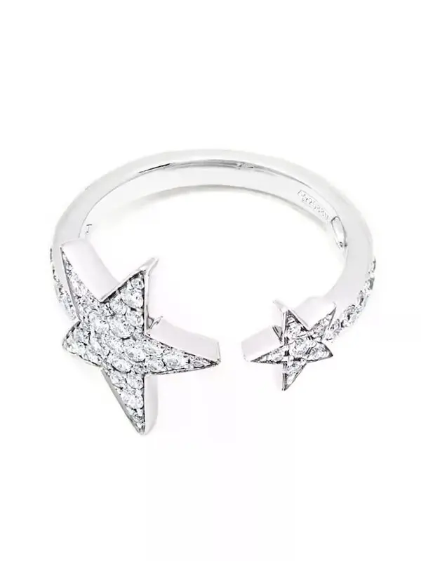 JEWELS AFICIONADO 18k White Gold Diamond Star Ring - Silver