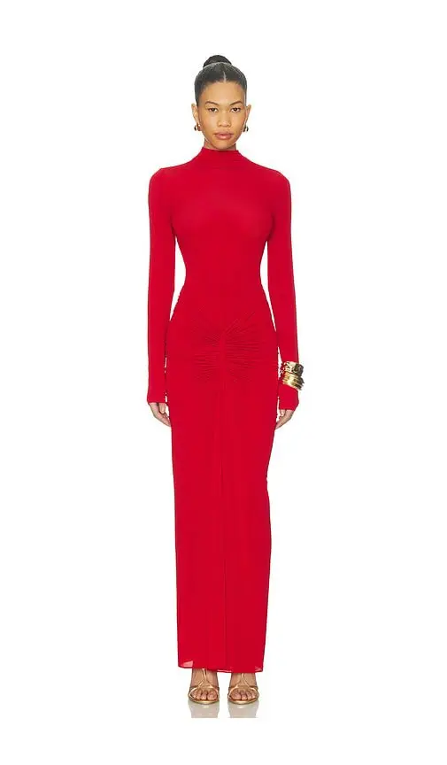 Ronny Kobo Scorpio Gown With Ruched Detailing - Red