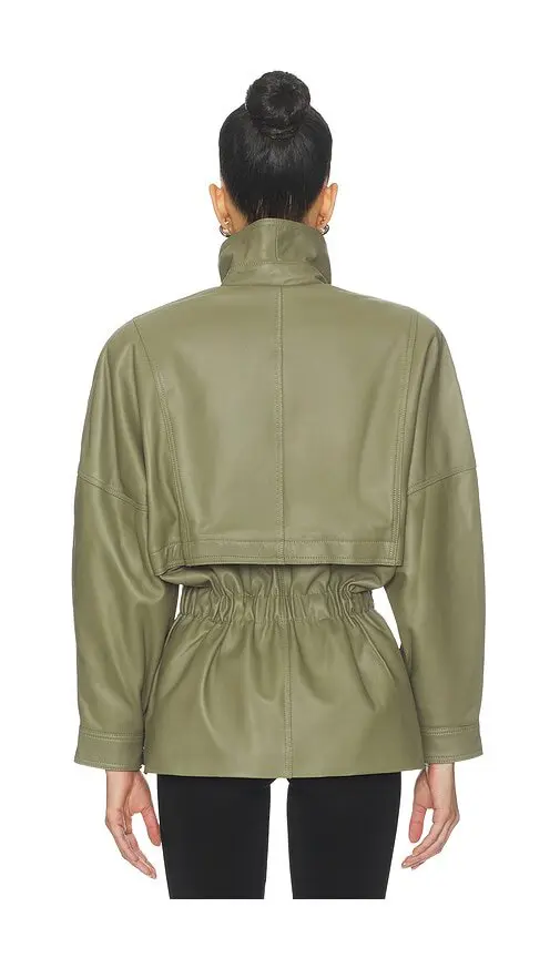 AEXAE Leather Cinched Mid Jacket - Olive