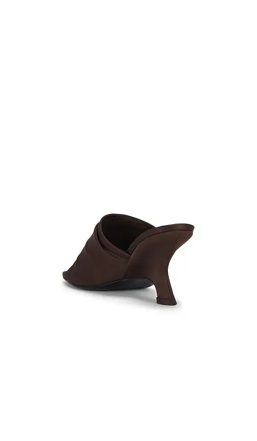 Simkhai Ruched Satin Sculptural Heel Mules