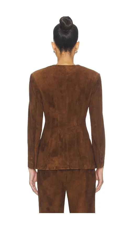 AEXAE Suede Padded Contour Blazer - Brown