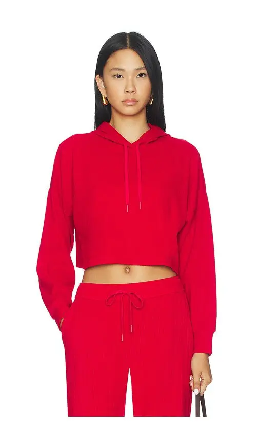 Beyond Yoga Breathe Easy Ribbed Cropped Hoodie - Red