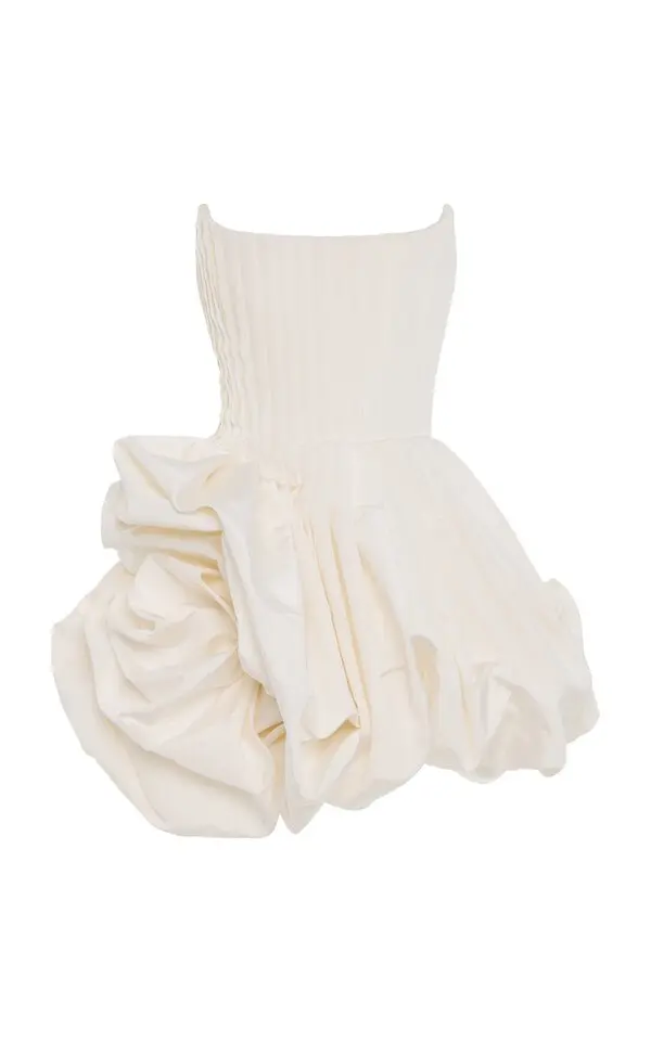 Carolina Herrera Pleated Silk Faille Mini Dress - White
