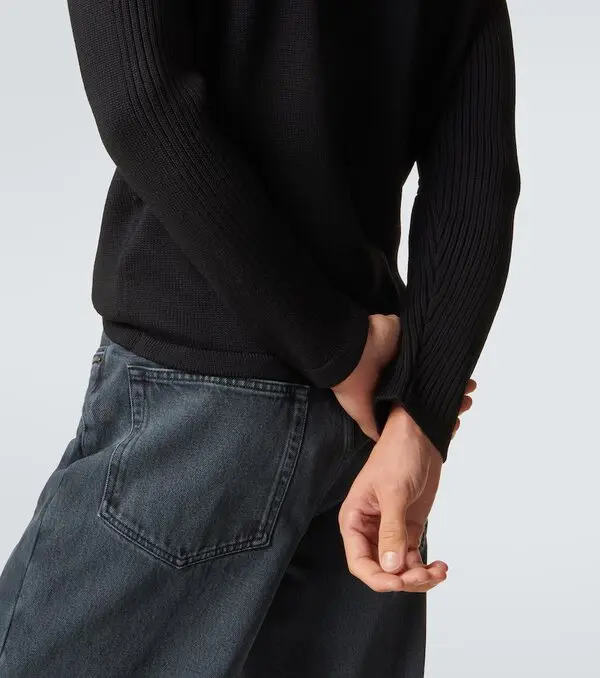Prada Virgin Wool Crewneck Sweater With Zipped Pocket