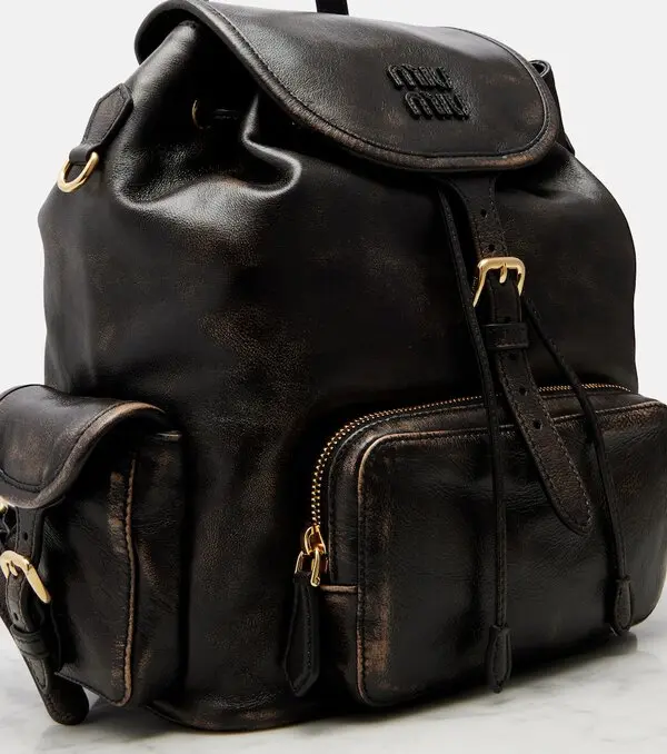 Miu Miu Leather Backpack - Brown