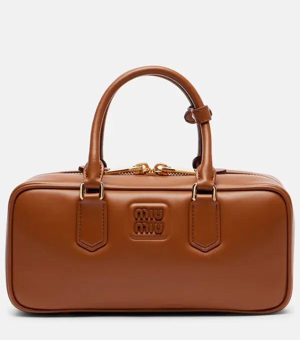 Miu Miu Arcadie Large Leather Top-handle Bag - Brown