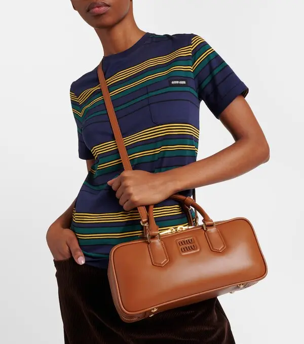 Miu Miu Arcadie Large Leather Top-handle Bag - Brown