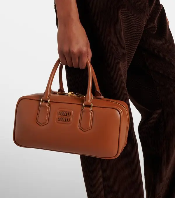 Miu Miu Arcadie Large Leather Top-handle Bag - Brown