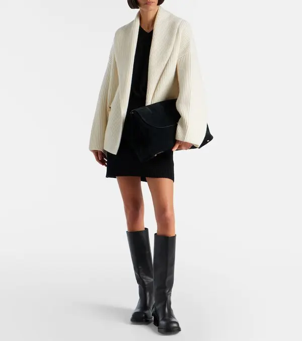 Vince Ribbed Knit Wool-blend Shawl Collar Jacket
