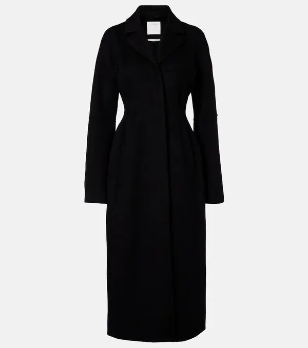 Sportmax Virgin Wool Peplum Coat - Black