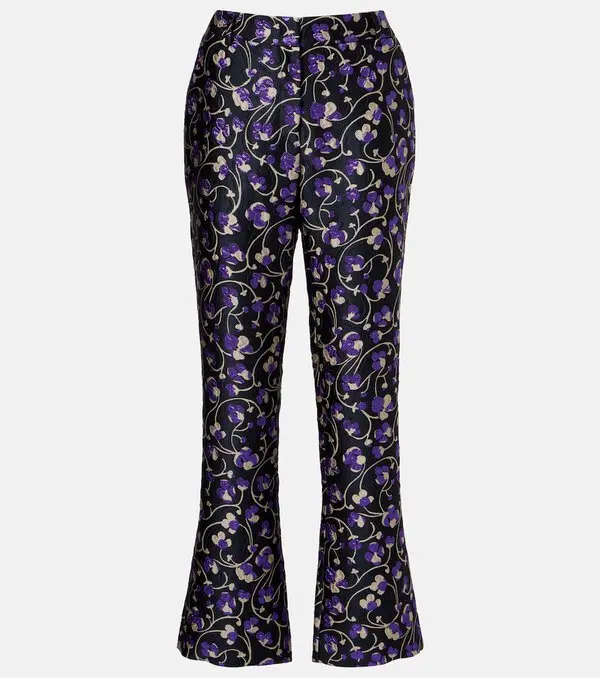 La DoubleJ 24/7 Honeysuckle Jacquard Straight Leg Trousers - Blue