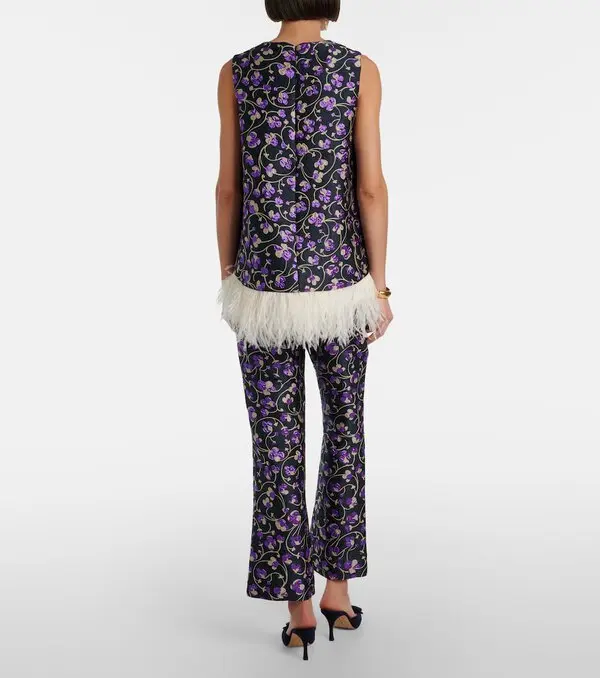La DoubleJ 24/7 Honeysuckle Jacquard Straight Leg Trousers - Blue